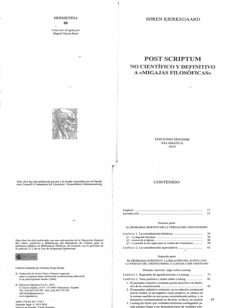 Kierkegaard - Post Scriptum.a Migajas Filosoficas | PDF