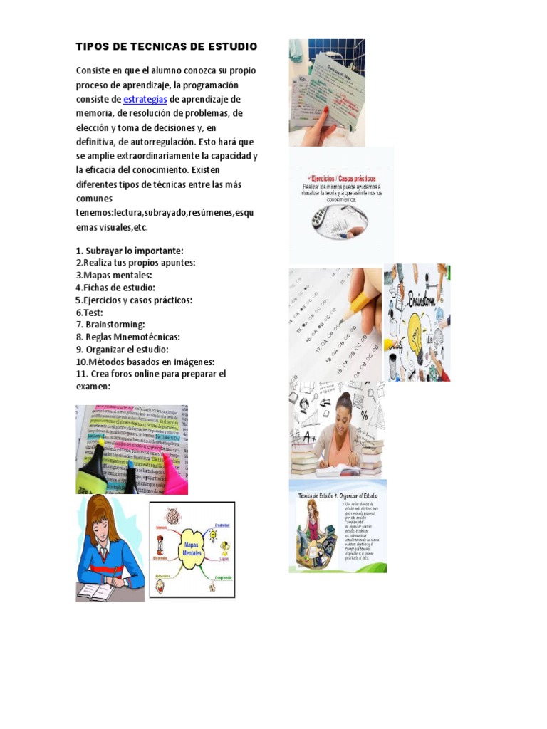 Tipos de Tecnicas de Estudio | PDF | Masa | Gravedad
