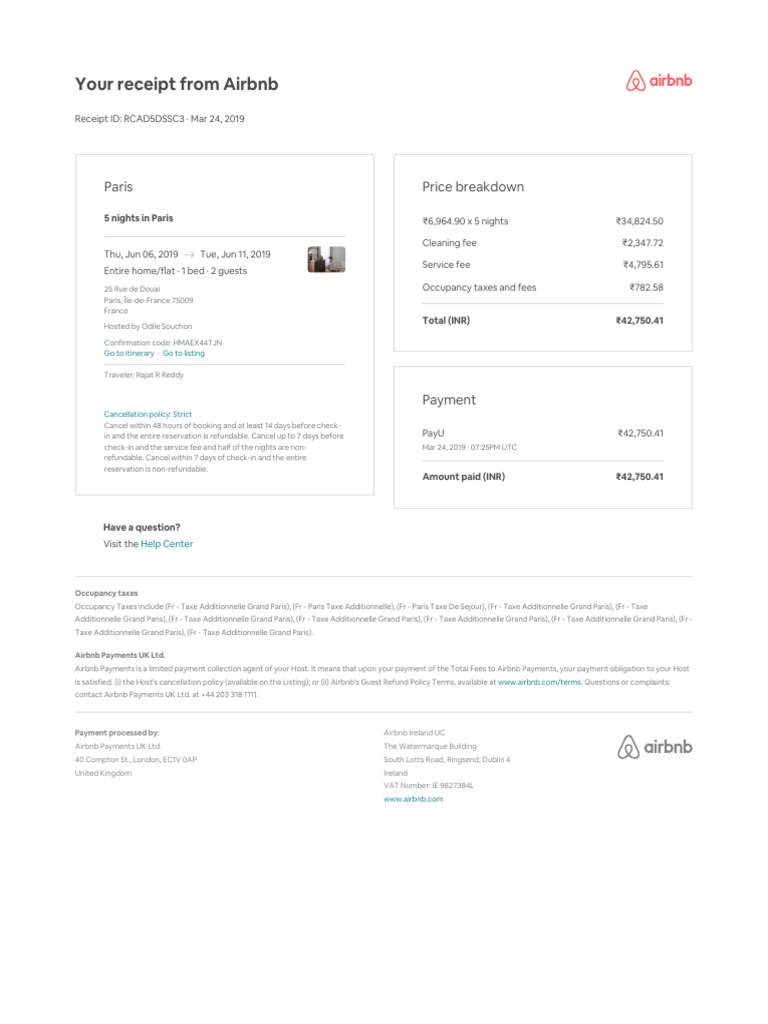 Your Payment Receipt | PDF | Airbnb | Government Finances