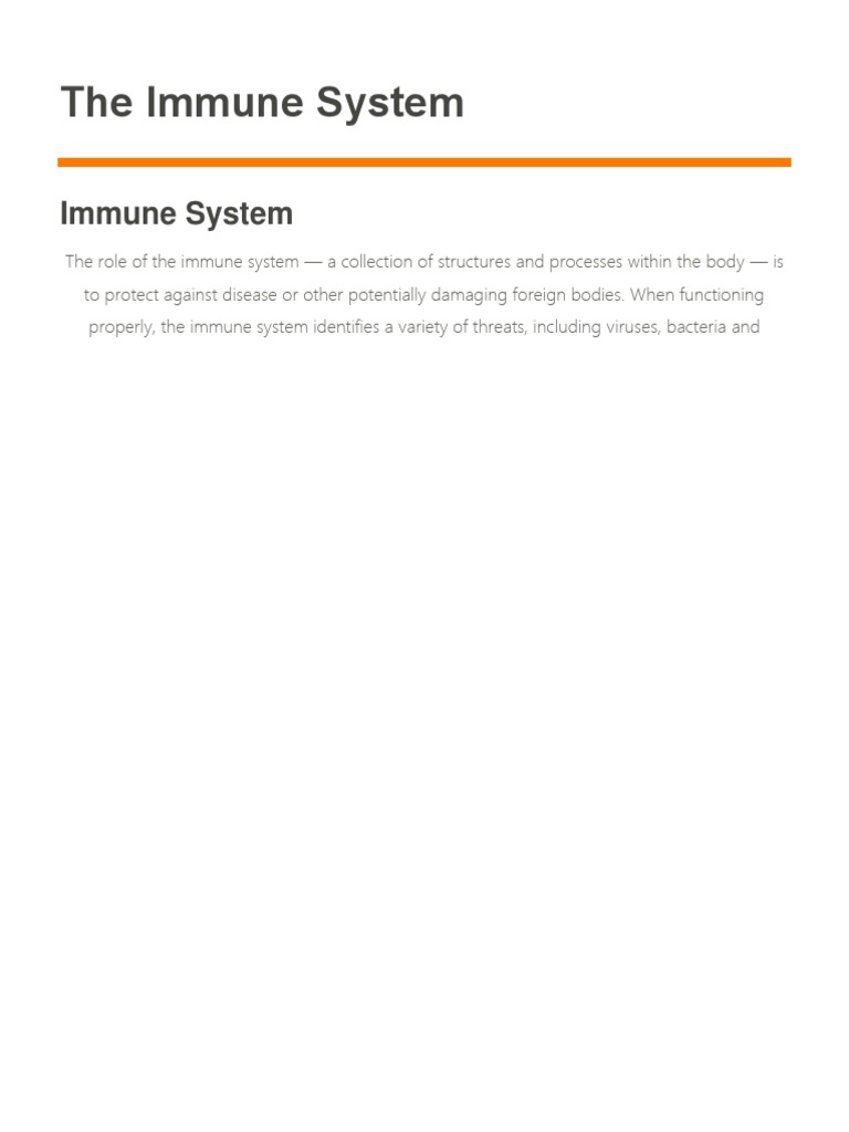 Immune System | Download Free PDF | Lymphatic System | White Blood Cell