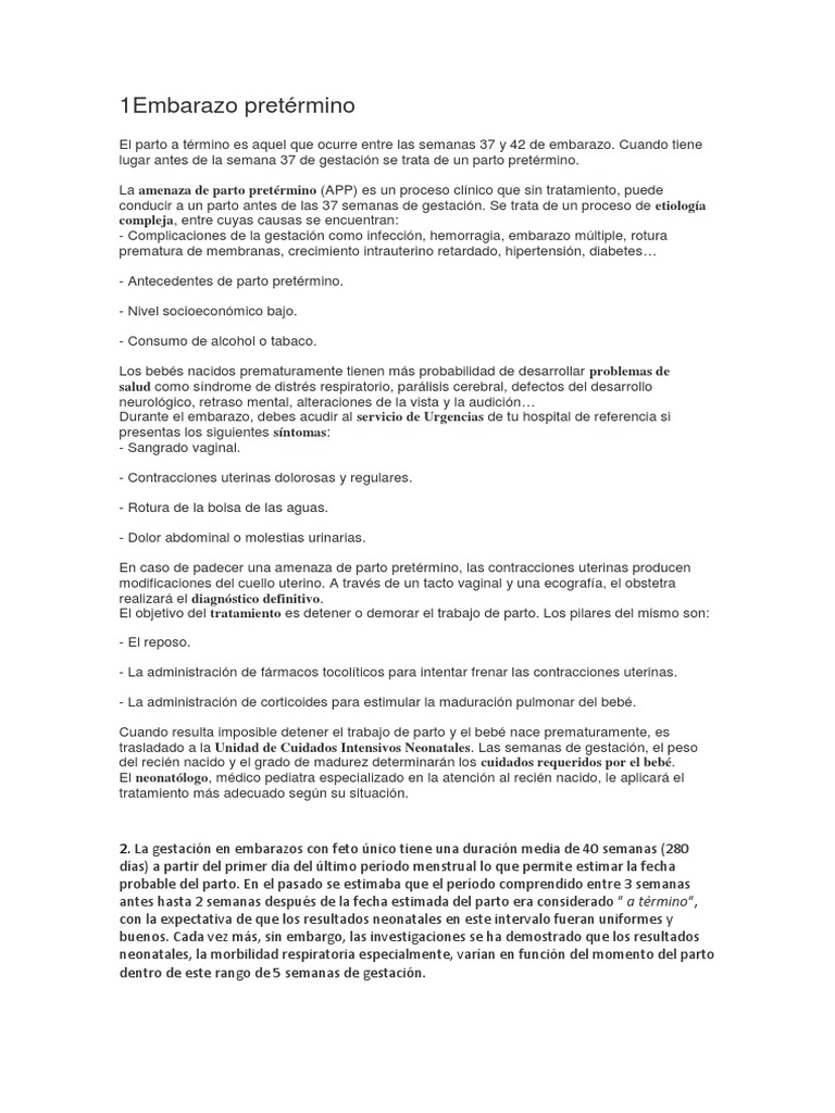 Embarazo A Termino | PDF | Parto prematuro | El embarazo