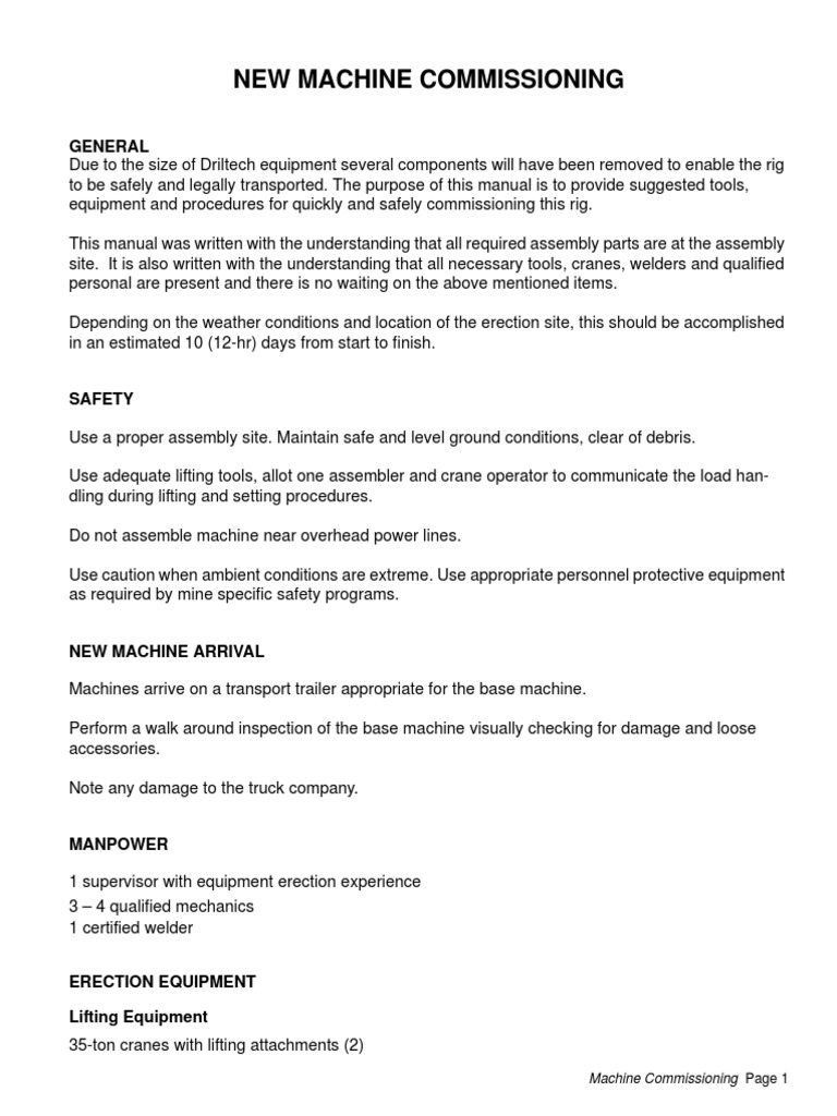 D90KS Commissioning PDF | PDF | Crane (Machine) | Screw