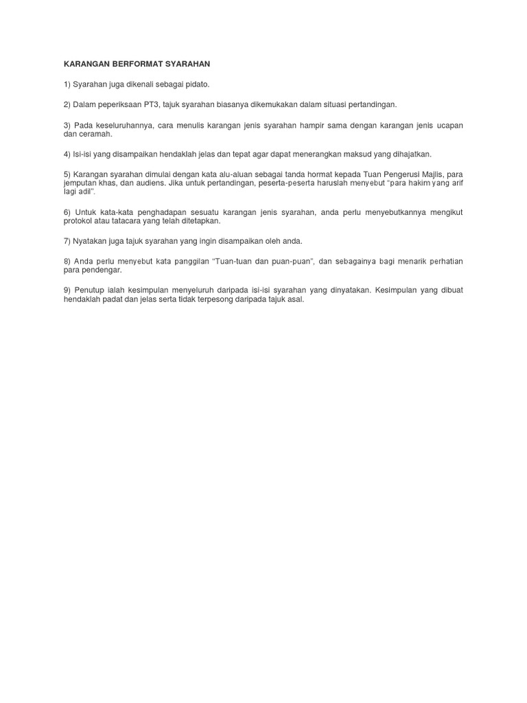 Karangan Berformat Syarahan | PDF