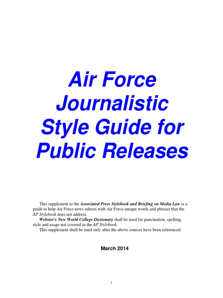 USAF Style Guide (2014) | PDF | United States Air Force | Officer ...