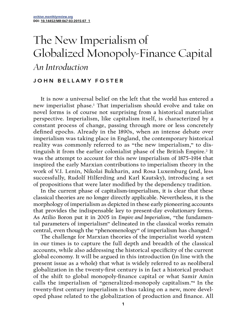The New Imperialism of | PDF | Imperialism | Capitalism