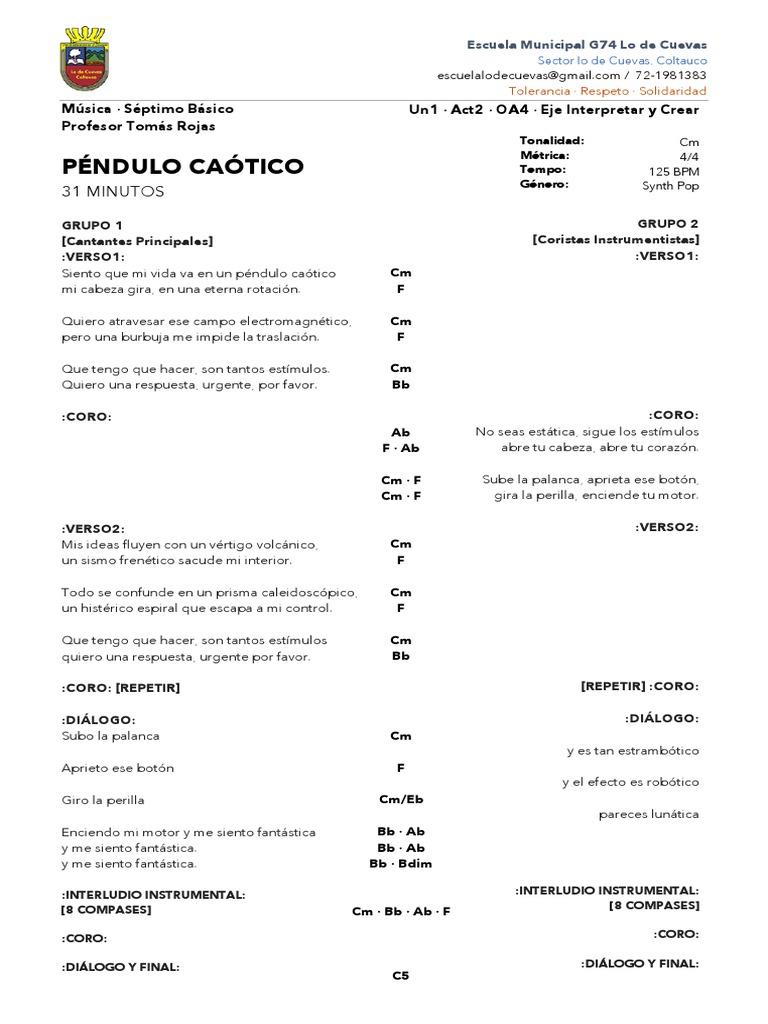 Pendulo Caótico | PDF | Notación musical | Teoría musical