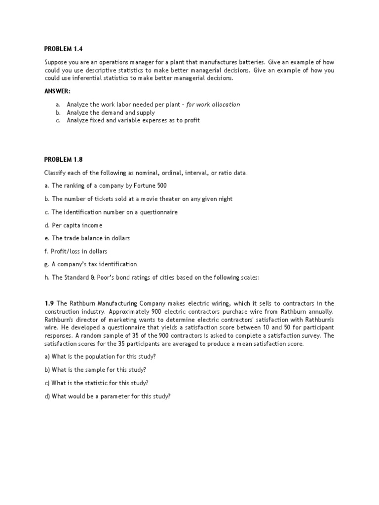 Statistical Analysis for Managerial Decisions | PDF