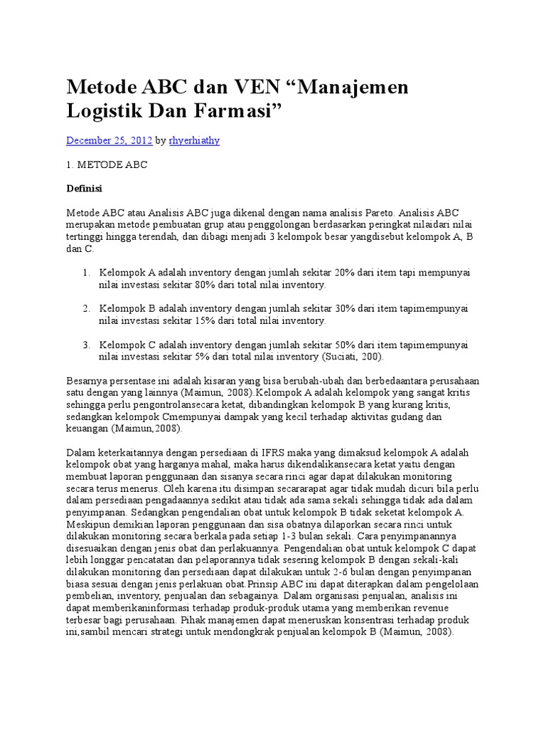 Metode ABC Dan VEN | PDF