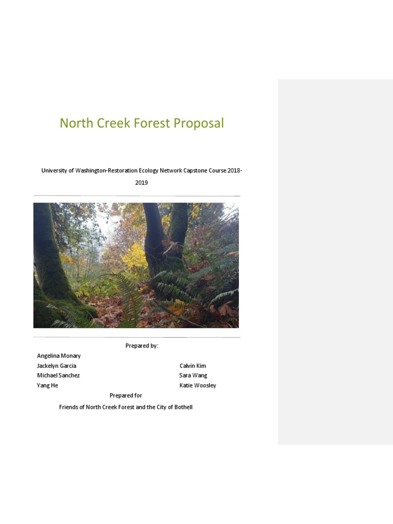 North Creek Forest Proposal 2018-2019 | PDF | Restoration Ecology | Habitat