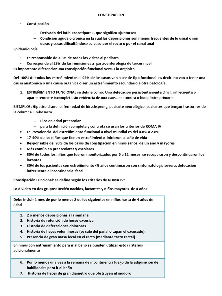 Causas y Tipos de Constipación Infantil | PDF | Estreñimiento | Heces