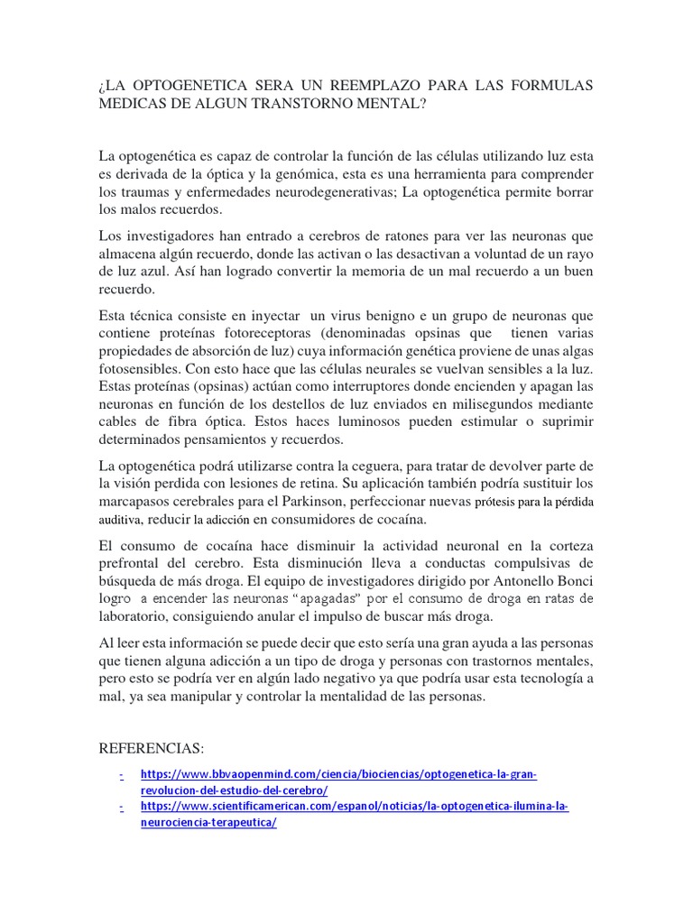 Optogenetica | PDF | Percepción visual | Neurona