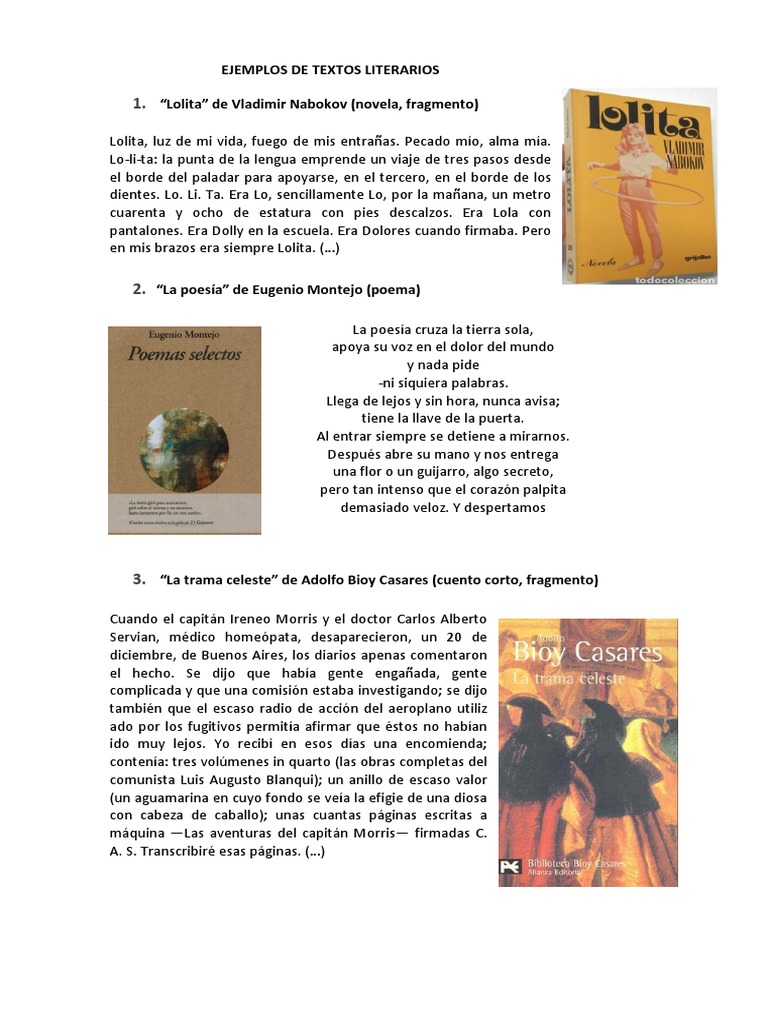 Ejemplos de Textos Literarios | PDF
