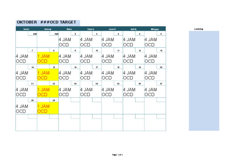 Diet Ocd Kalender | PDF