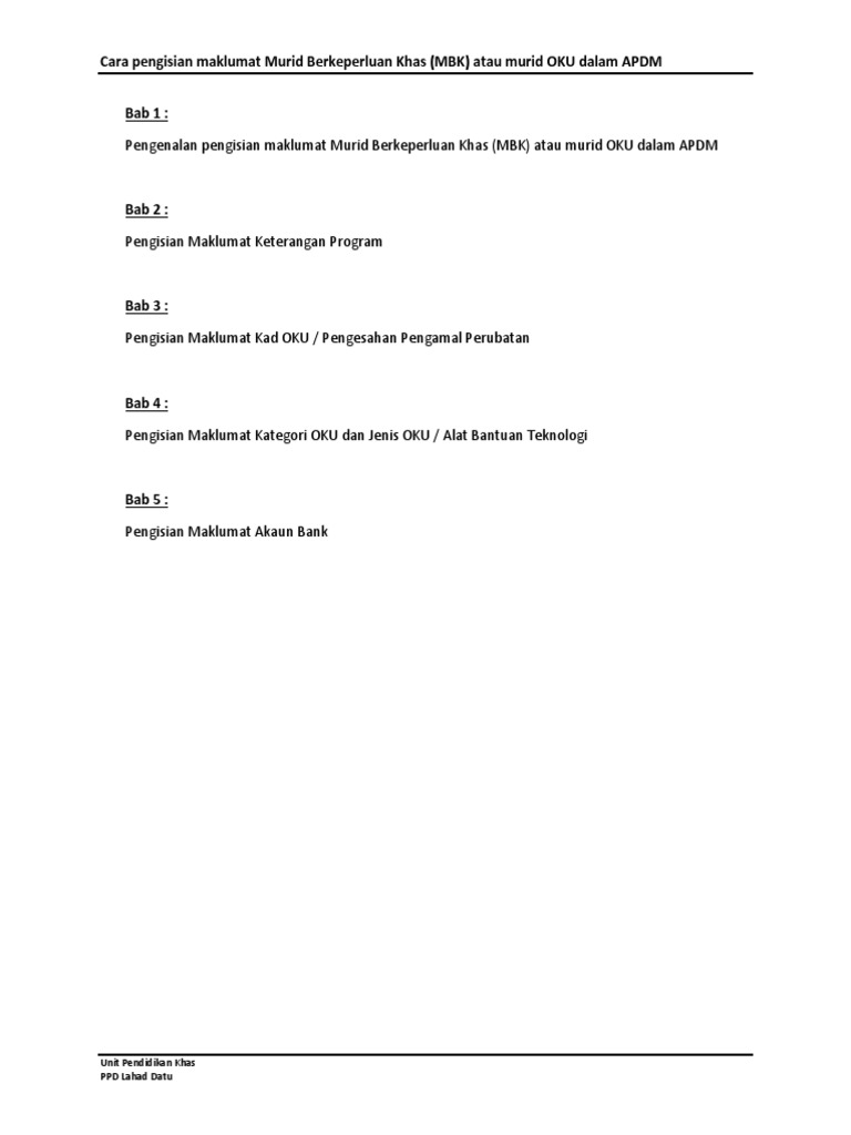 Manual Kemaskini Maklumat MBK Dalam APDM | PDF