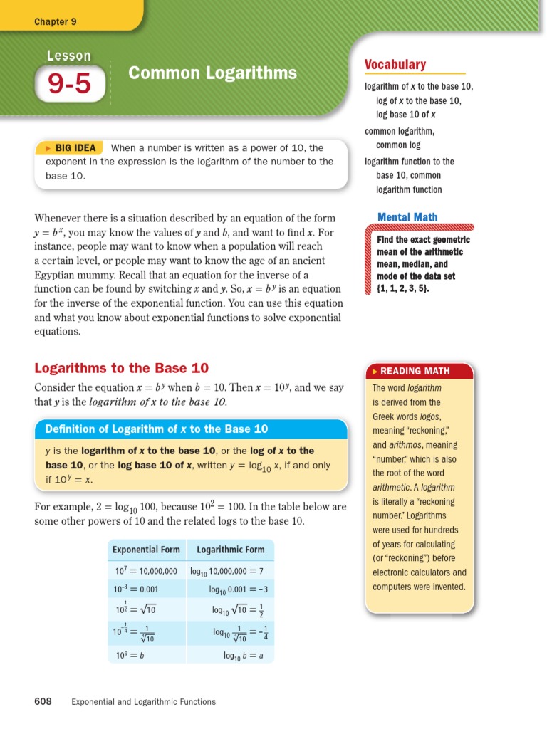 Common Logarithms Pdf Download Free Pdf Logarithm Exponentiation
