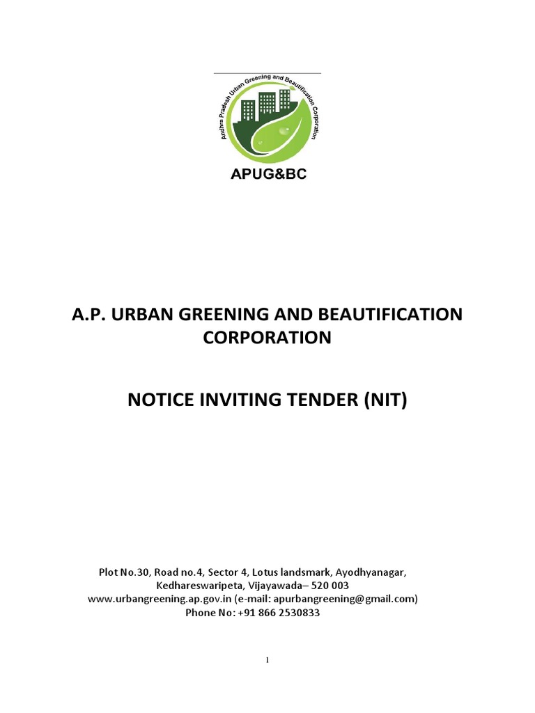 Tender Document Eluru R.R. Peta Park | PDF | Indemnity | Specification ...