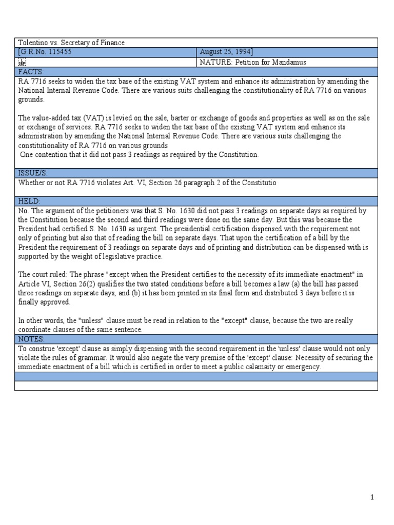 RA 7716 Constitutionality Ruling | PDF | Bill (Law) | United States ...