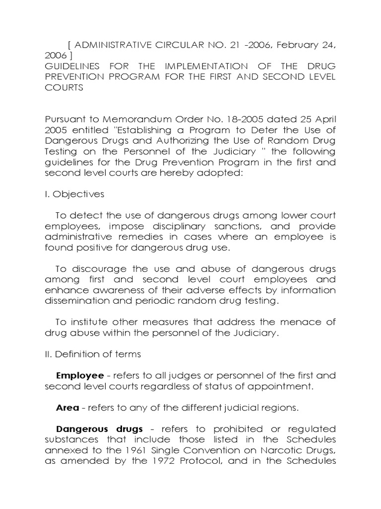 Sample Guidelines Drug PRevention Program | PDF | Drug Test | Narcotic