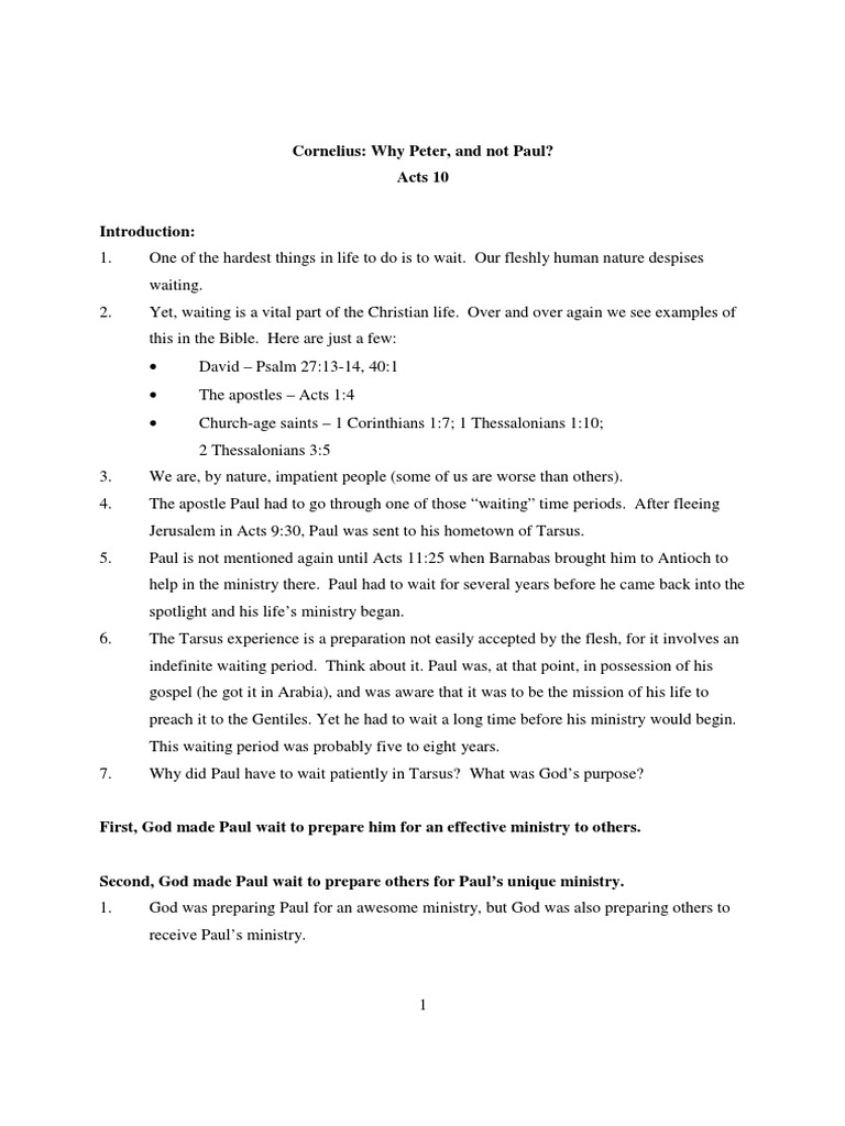 Cornelius Why Peter | PDF | Acts Of The Apostles | Paul The Apostle