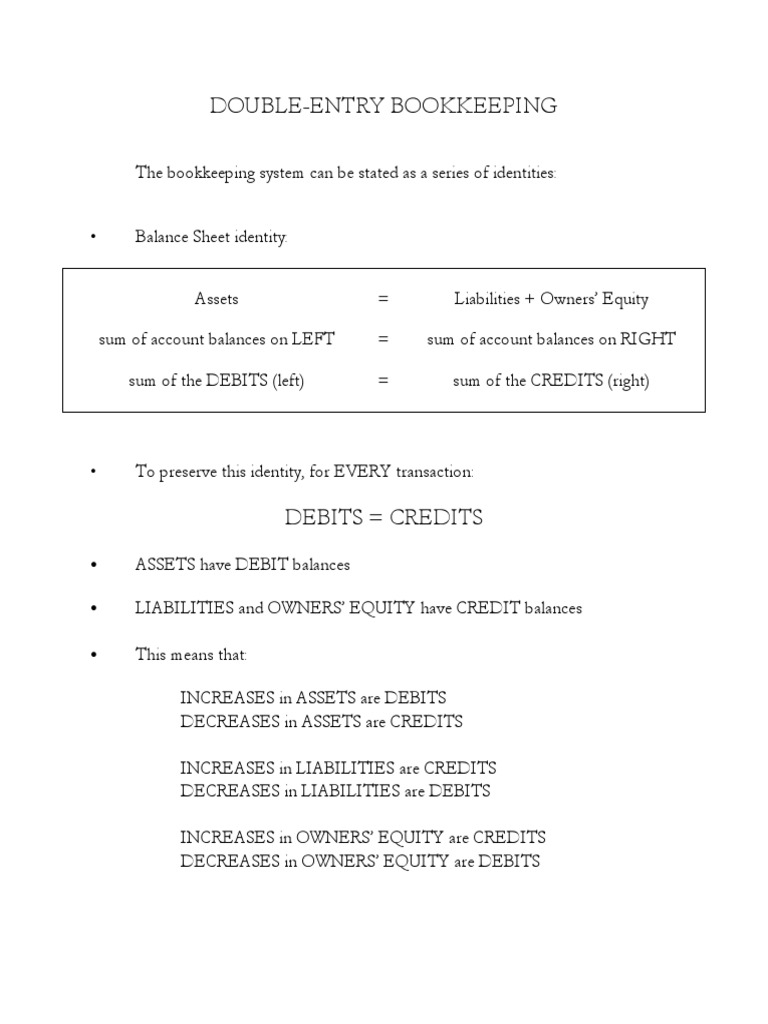 Double-Entry Bookkeeping | PDF | Debits And Credits | Bookkeeping