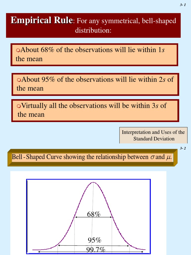 Empirical Rule:: For Any Symmetrical, Bell-Shaped Distribution | PDF