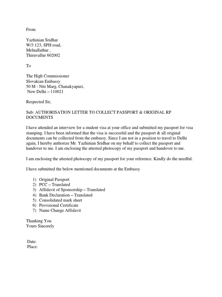 Passport Authorization Letter After Interview - Sample | PDF | Travel ...