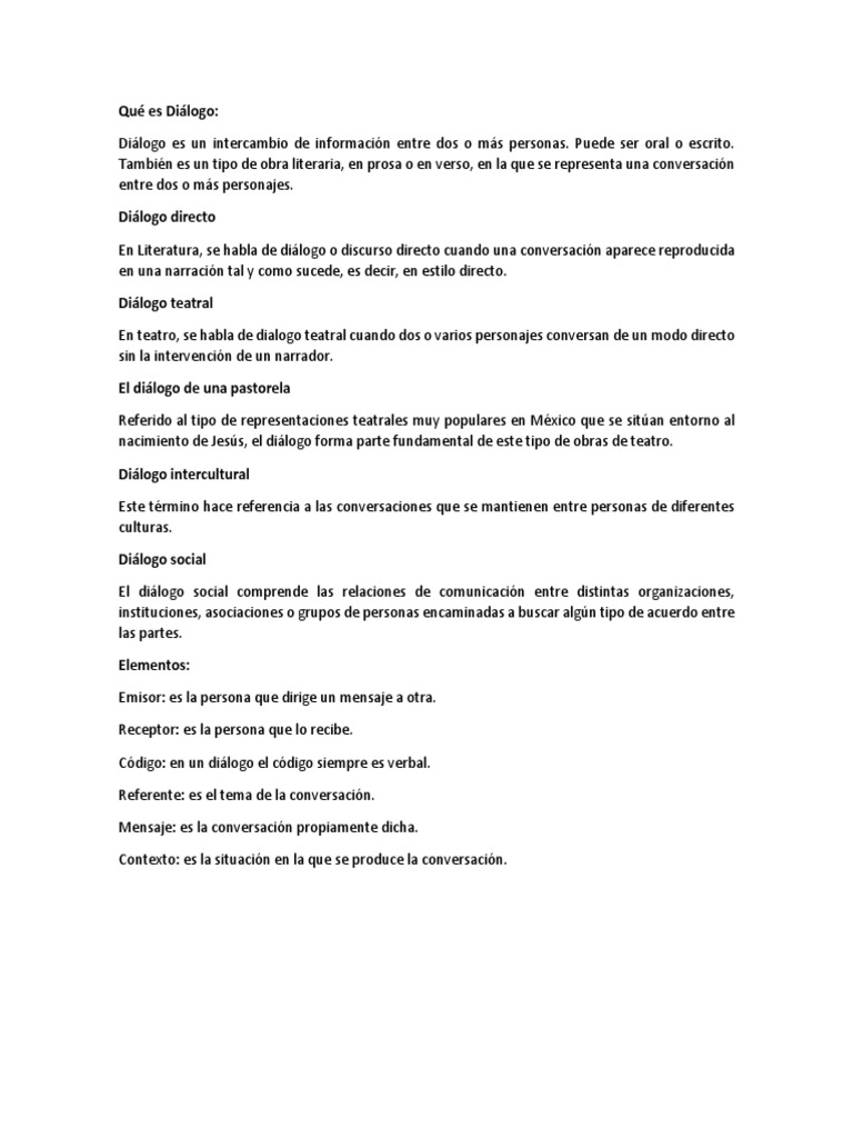 Dialogo Formal | Conversacion | Teatro