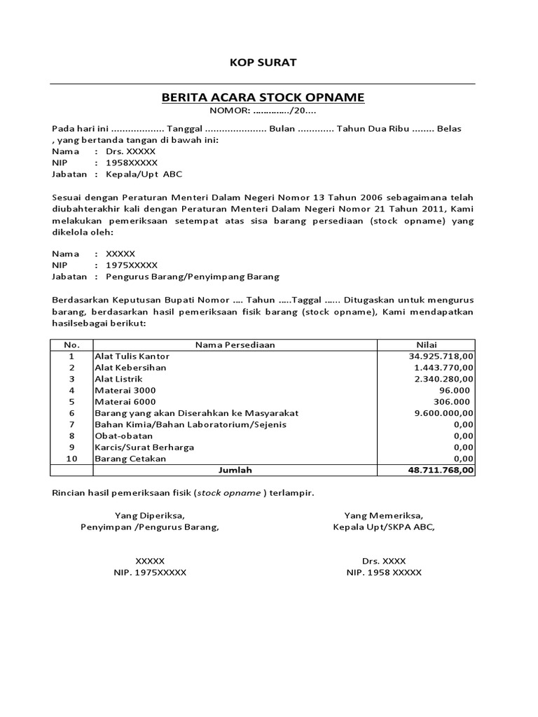 Format Stock Opname | PDF