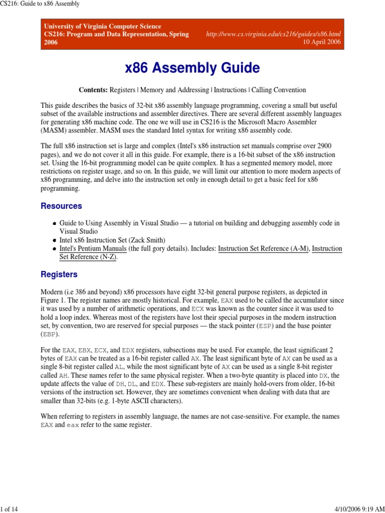 x86 Assembly Guide: Resources | PDF | Computers