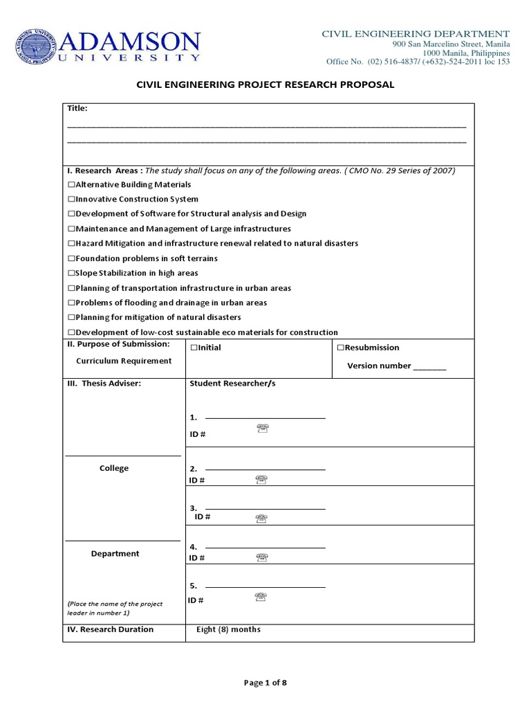 Civil Engineering Project Research Proposal | PDF | Economies | Nature