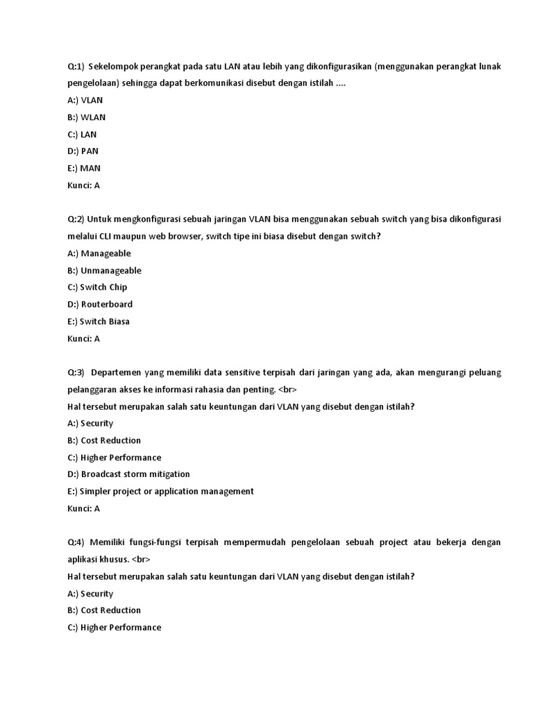 Soal Aij KD 1 (Vlan) | PDF
