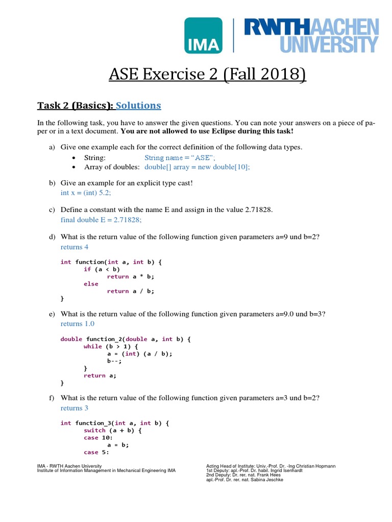 Exercise 2 Solutions | Download Free PDF | Integer (Computer Science) | Boolean Data Type