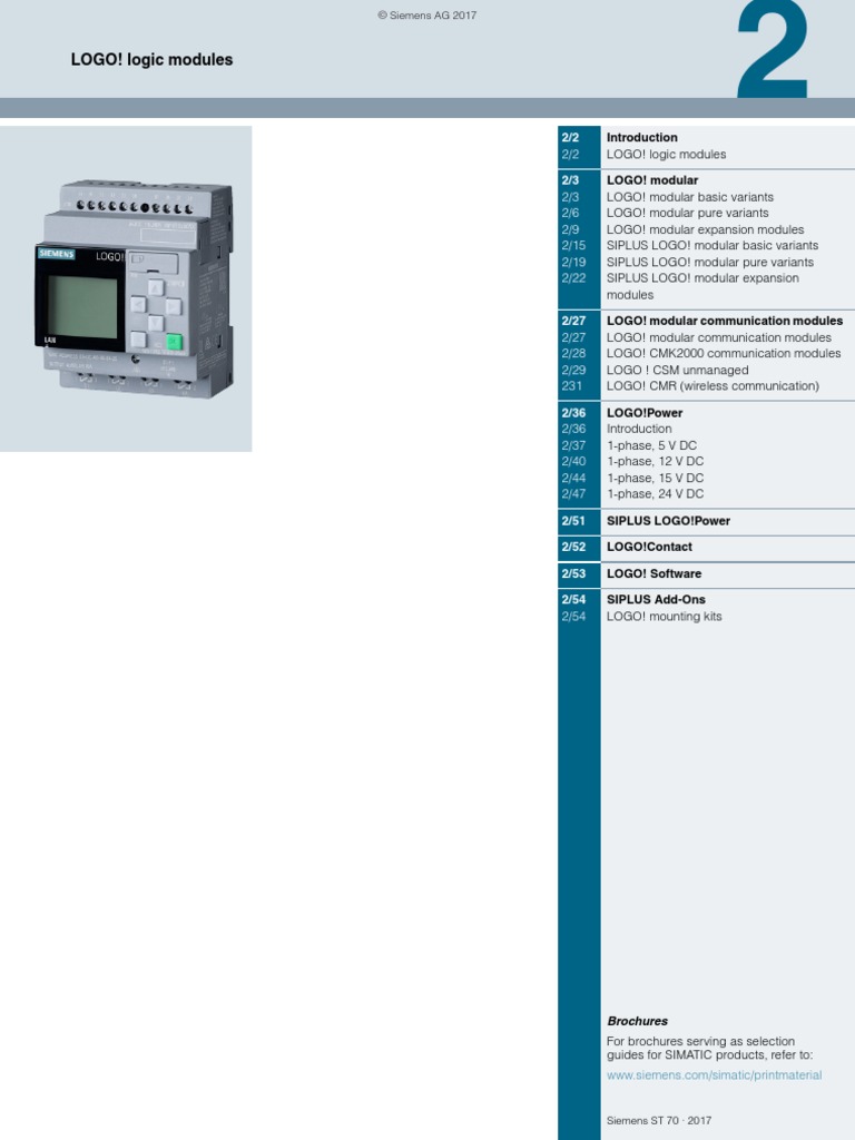 LOGO! Logic Modules: Brochures | PDF | Alternating Current | Relay