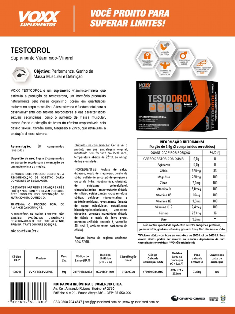 Estimulando a produção de testosterona: Suplemento VOXX TESTODROL ...