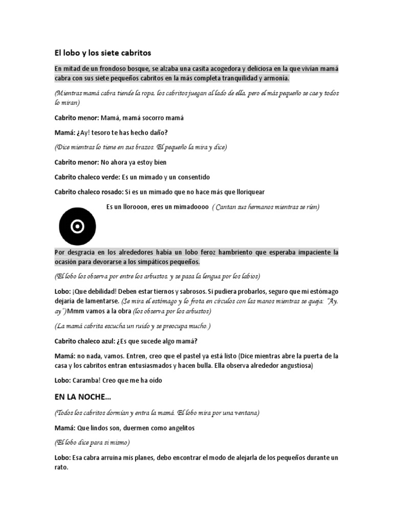 El Lobo Y Los Siete Cabritos Pdf Cabra