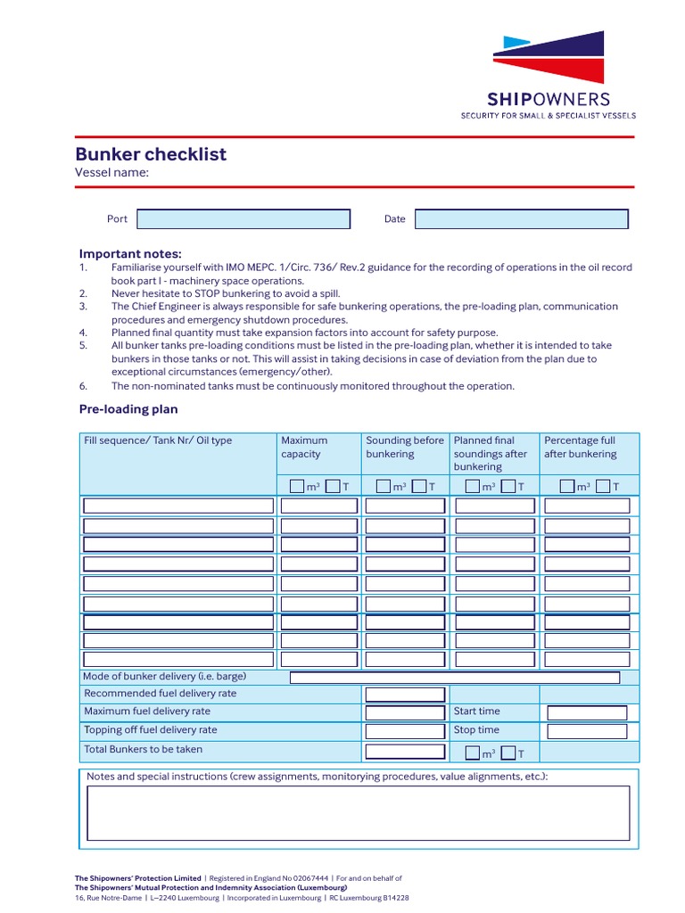 Ensuring Safety at Sea: A Comprehensive Bunker Checklist | PDF | Fuel ...