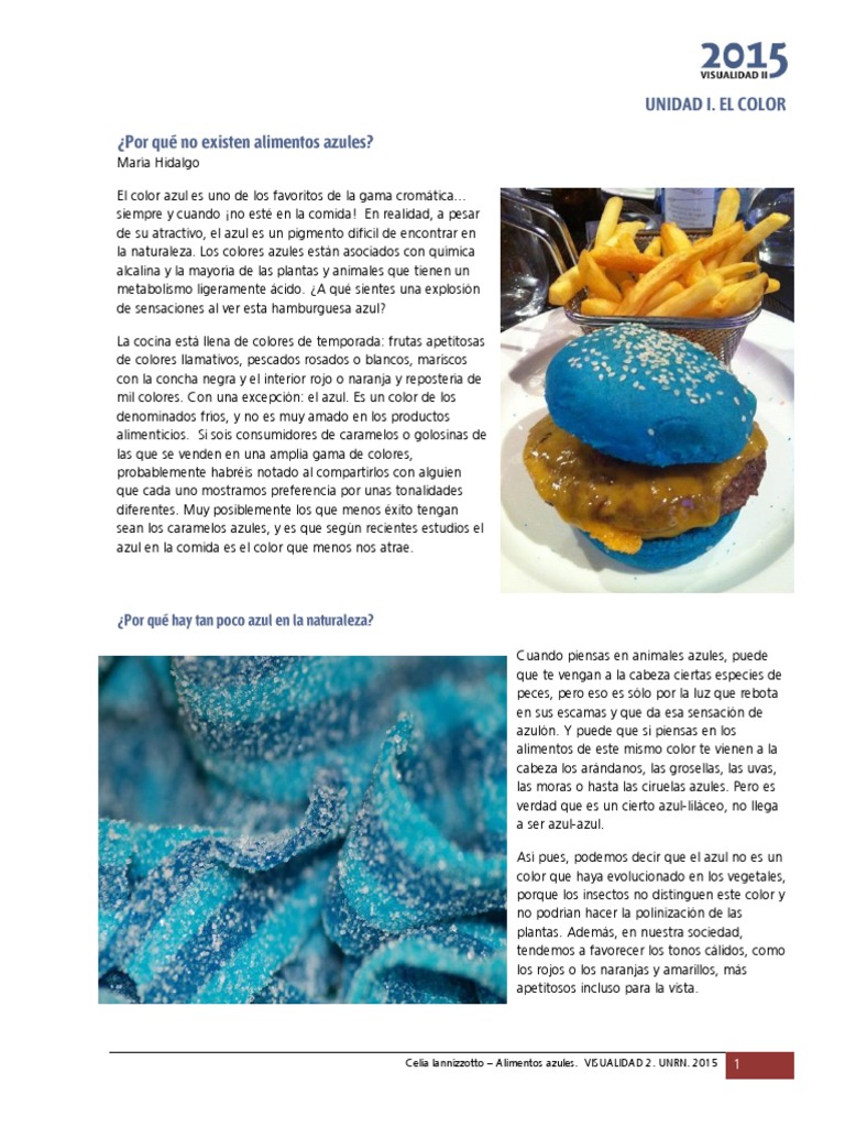 01 1. El Color en Los Alimentos | PDF | Color | Azul
