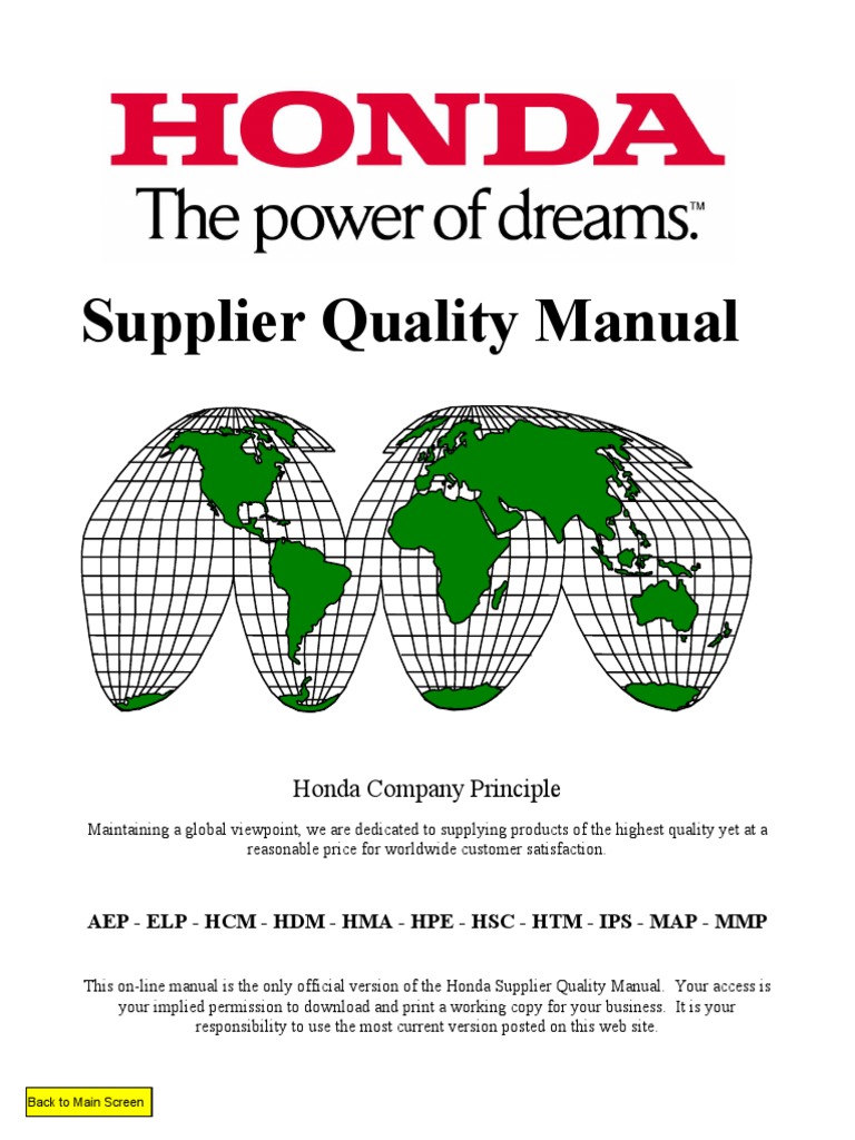 Honda Supplier Quality Manual Overview | PDF | Computing | Business