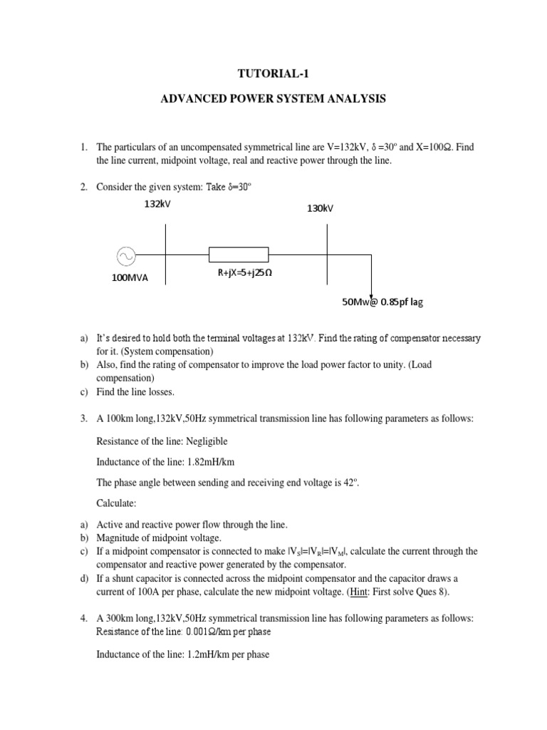 Tutorial-1 Advanced Power System Analysis: 132kV 130kV | PDF | Ac Power ...