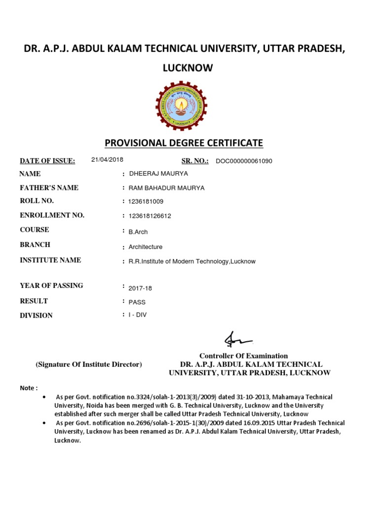 Lucknow Dr. A.P.J. Abdul Kalam Technical University, Uttar Pradesh | PDF