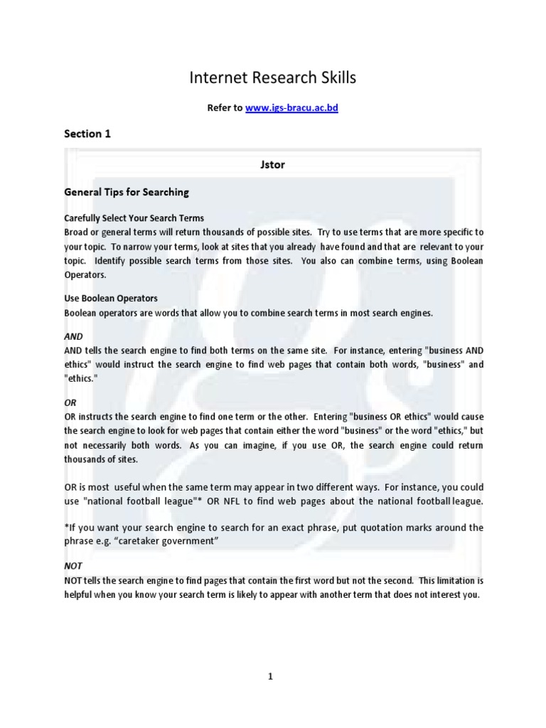Internet Research Skills | PDF | Citation | Web Search Engine