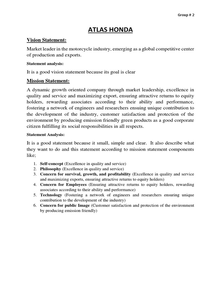 Atlas Honda: Vision Statement | PDF