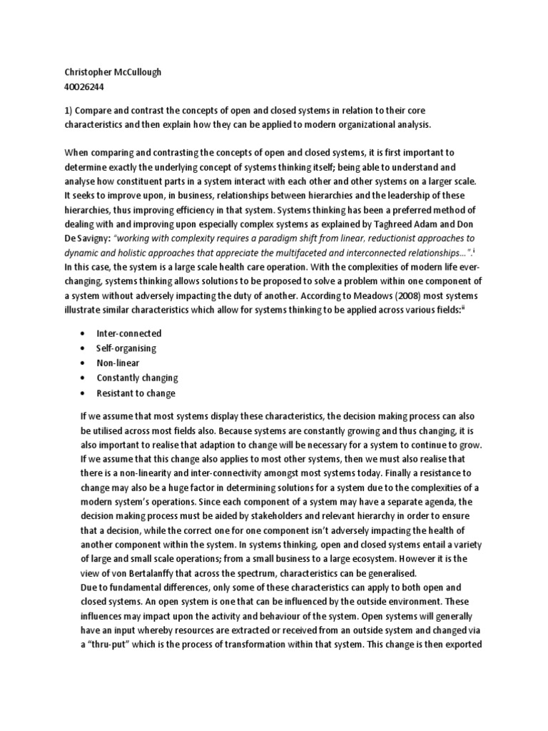 Open and Closed System Analysis | PDF | System | Employment