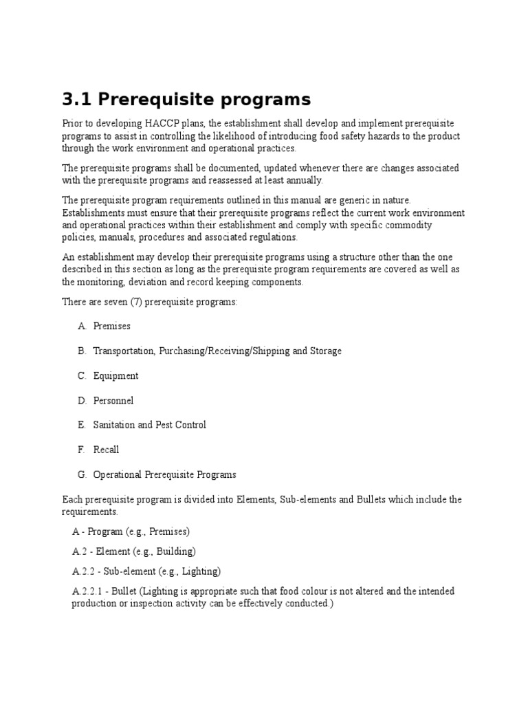 Prerequisite Programs | PDF | Water Treatment | Water Pollution