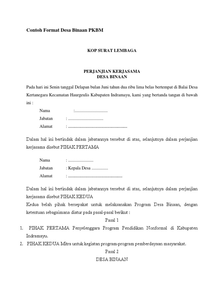 Format Desa Binaan PKBM | PDF