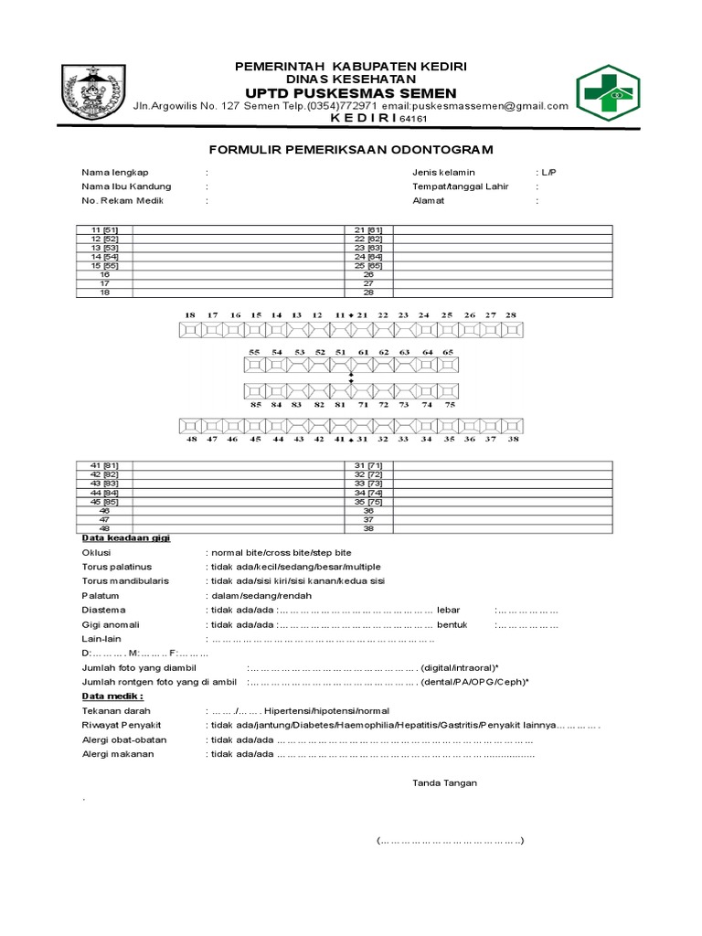 Lembar Odontogram | PDF