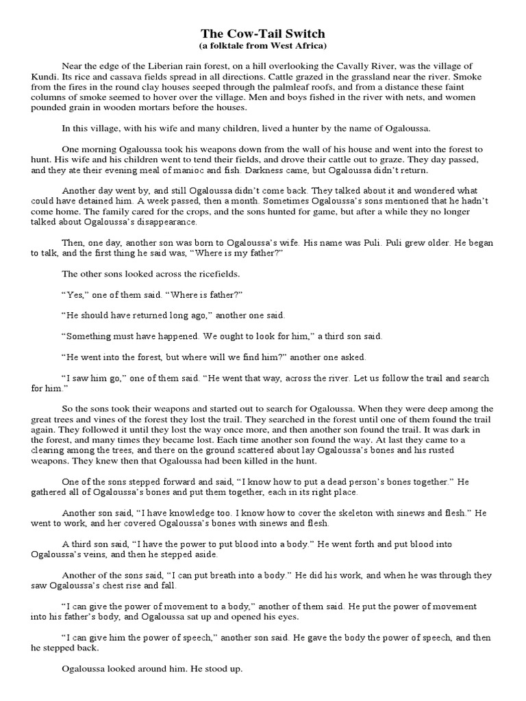 The Cow-Tail Switch: (A Folktale From West Africa) | PDF