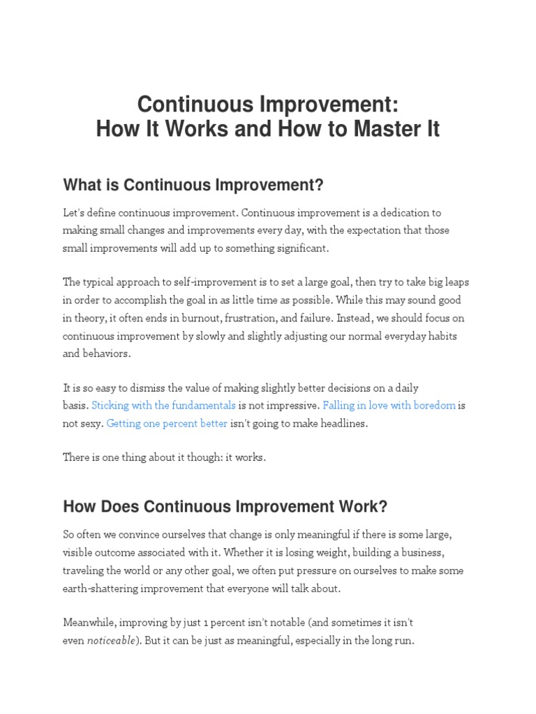 Continuous Improvement: How It Works and How to Master It | Strength ...