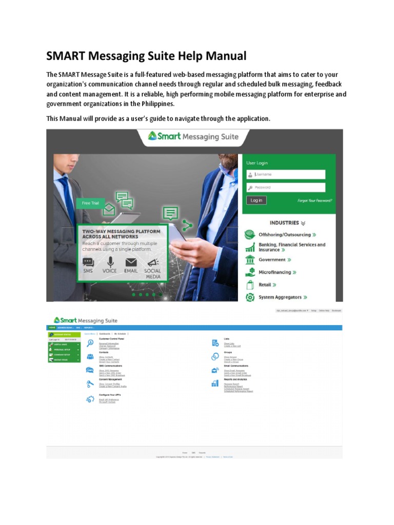 SMART Messaging Suite Help Manual | PDF | Password | Icon (Computing)