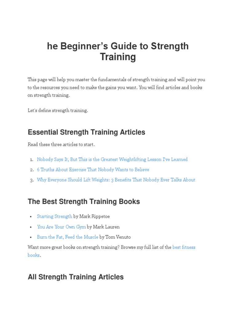 He Beginner's Guide To Strength Training | PDF | Strength Training ...